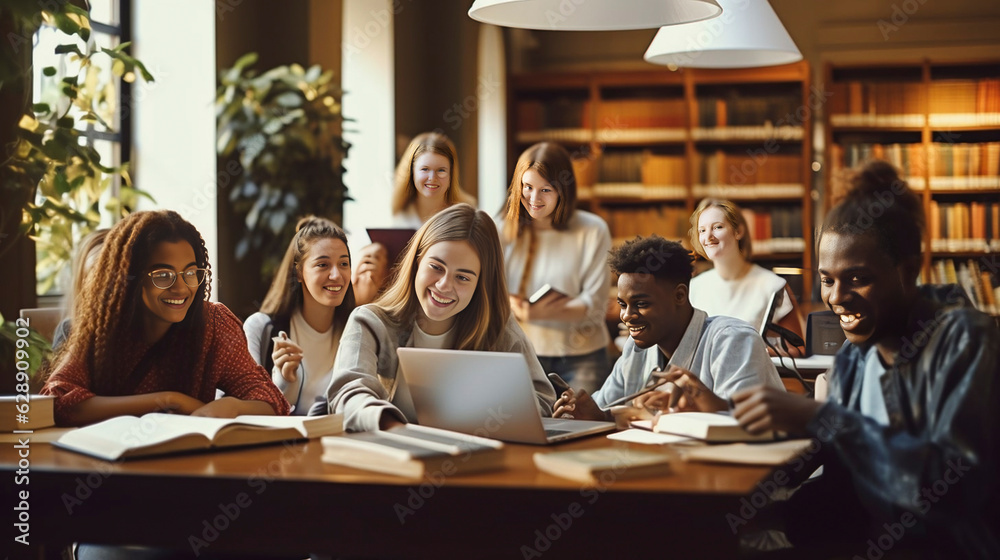 AI generated, realistic photo, very sharp, Multiracial university ...