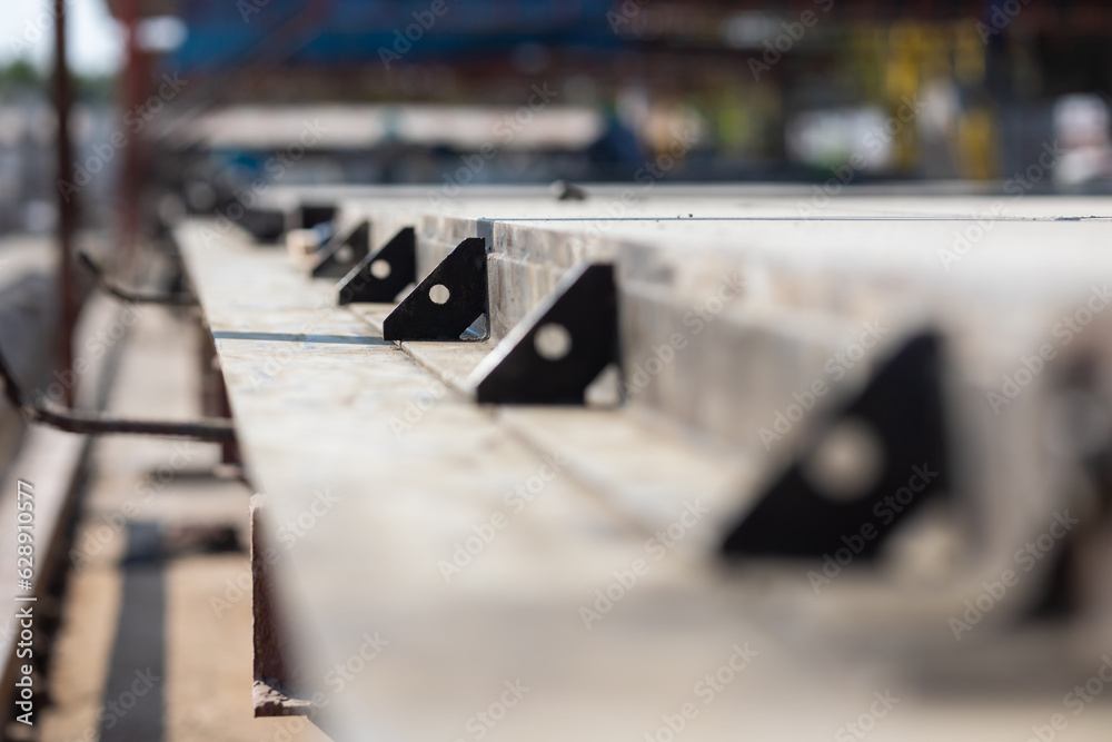 Steel formwork for precast concrete walls. Background and banner ...