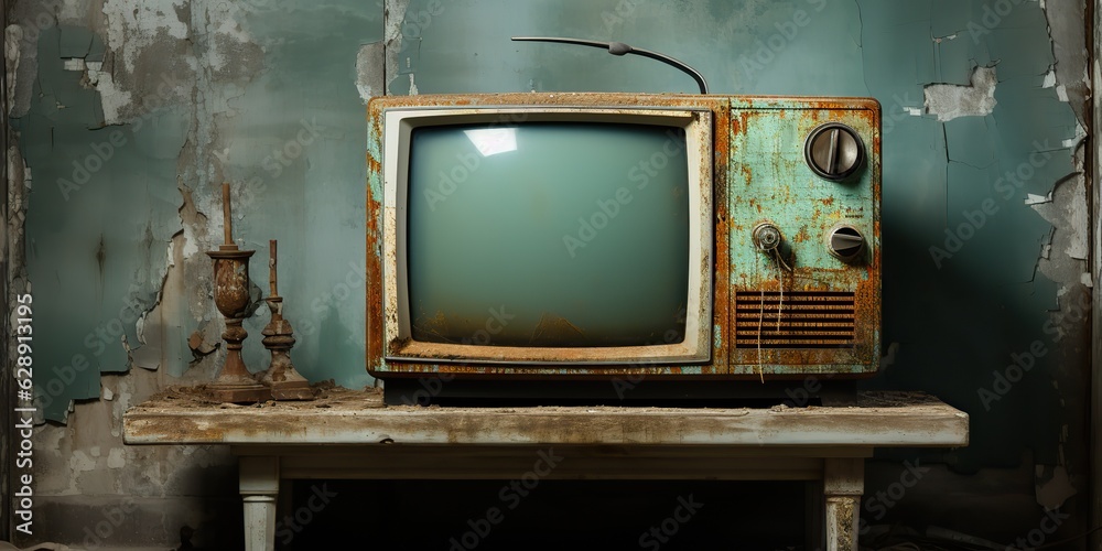 AI Generated. AI Generative. Vintage retro old antique tv television ...