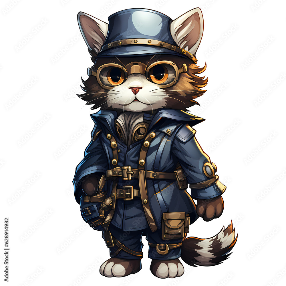 Steampunk Cat Clipart Illustration Stock Illustration | Adobe Stock