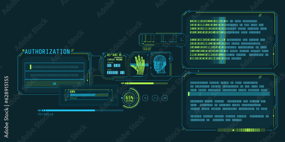 Data Decoding Program Interface With Authorization Window Stock Vector Adobe Stock