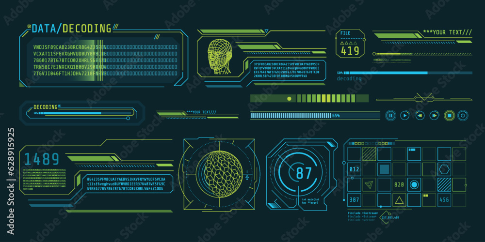 HUD interface design for decoding big data. Stock Vector | Adobe Stock