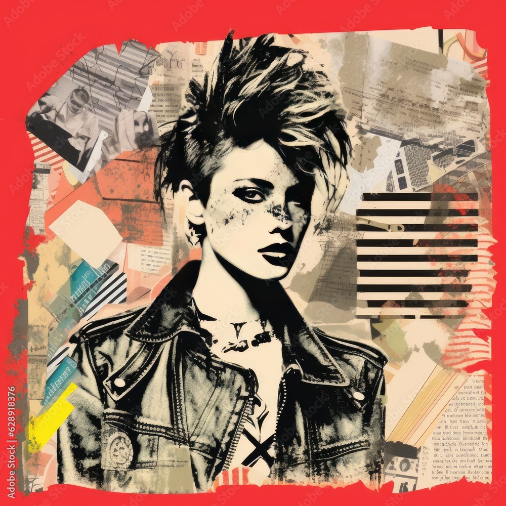 A punk zine collage layout with cut-and-paste style generative AI Stock ...