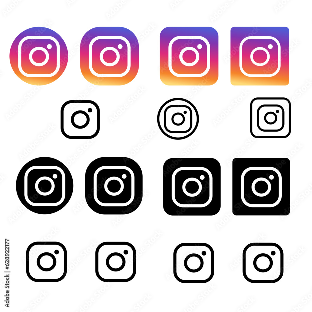 Instagram camera app icon.Insta logotype png application black and ...