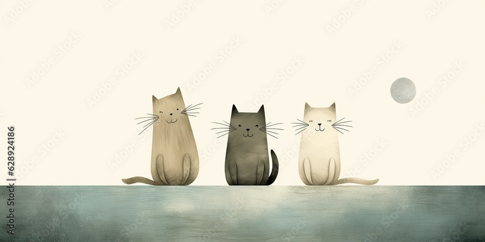 AI Generated. AI Generative. Vintage retro kids cartoon character cats ...