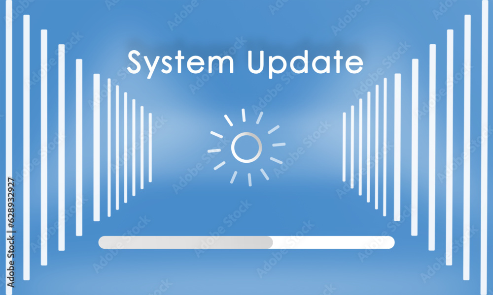 System Update sign with loading icon and text. Update or upgrade ...