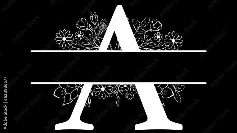 Aesthetic Letter A Floral Monogram White Animated, with ALPHA Channel ...