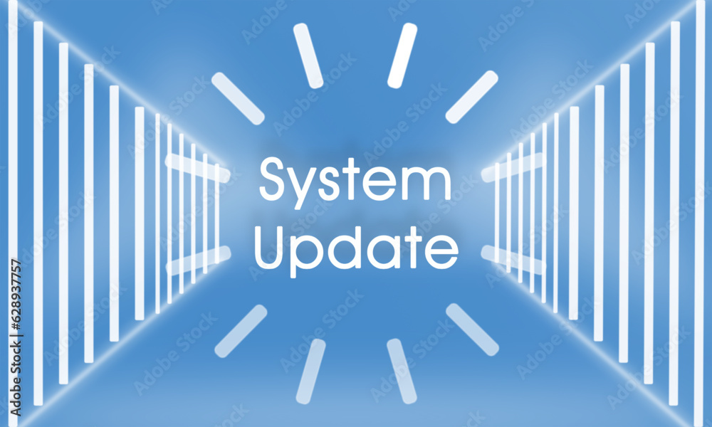 System Update sign with loading icon and text. Update or upgrade ...