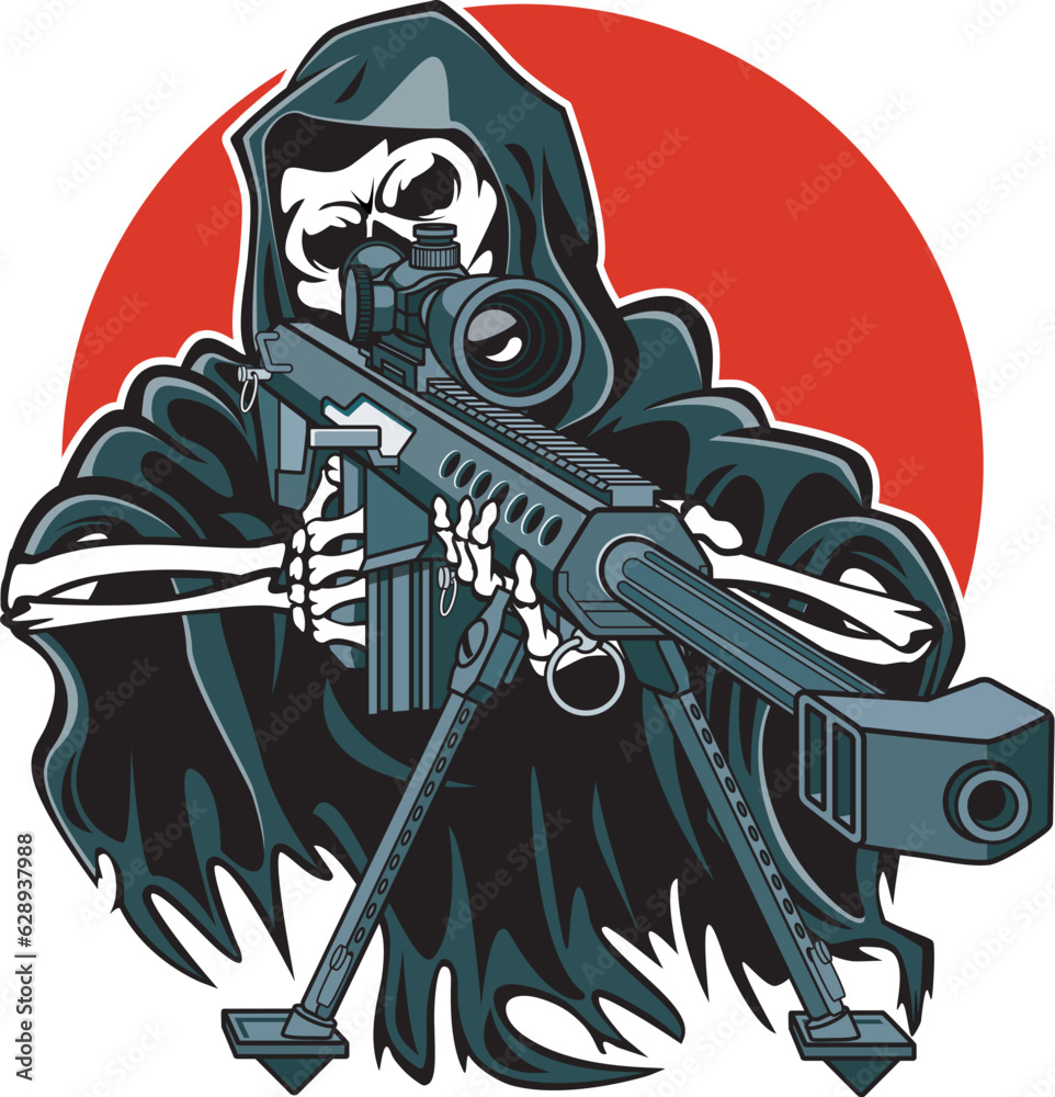 Grim reaper aiming a .50 caliber barret m82 sniper rifle เวกเตอร์สต็อก ...