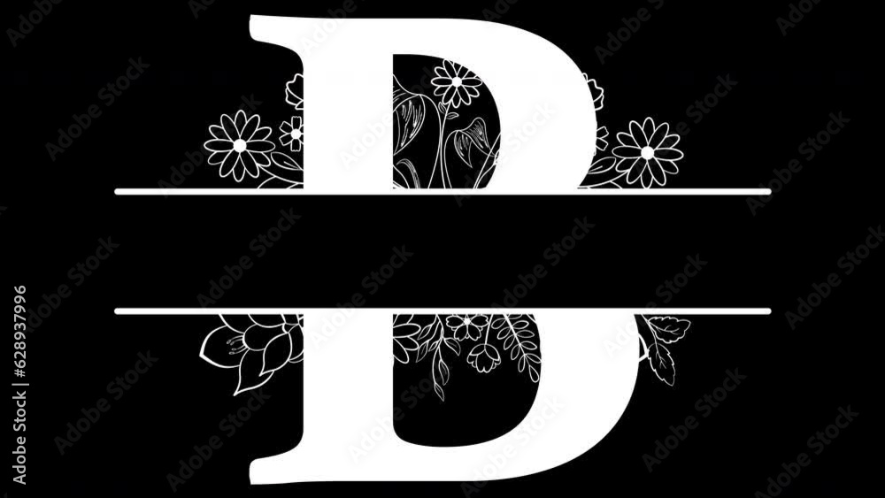 Aesthetic Letter B Floral Monogram White Animated, with ALPHA Channel ...