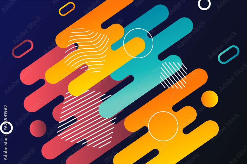 Abstract digital art with elongated and rounded shapes in orange ...
