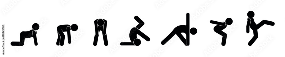 people icons, stick figure man, set of isolated silhouettes Stock ...