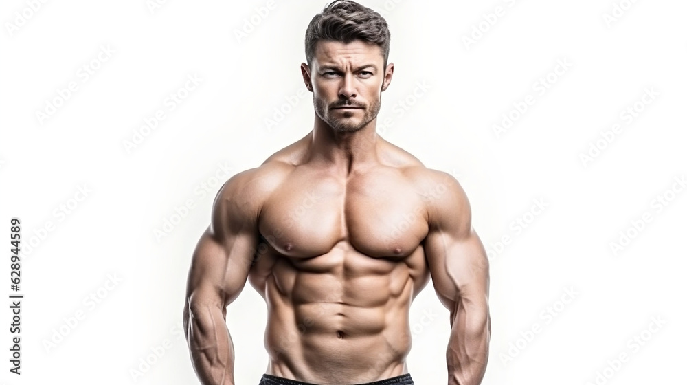 Fit and a handsome shirtless man with a beautiful torso. Strong and ...