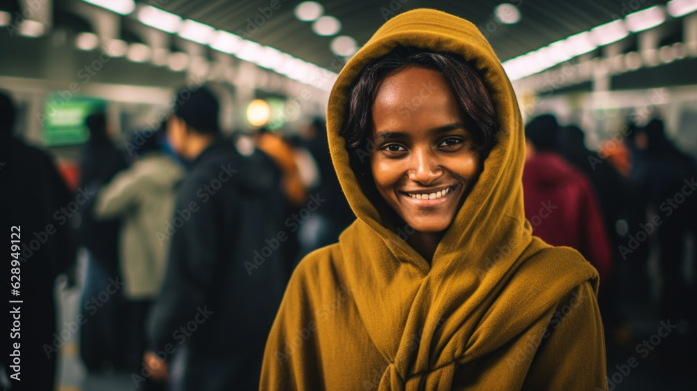 Foto de Adult woman with high forehead, generally ugly, dark tanned ...