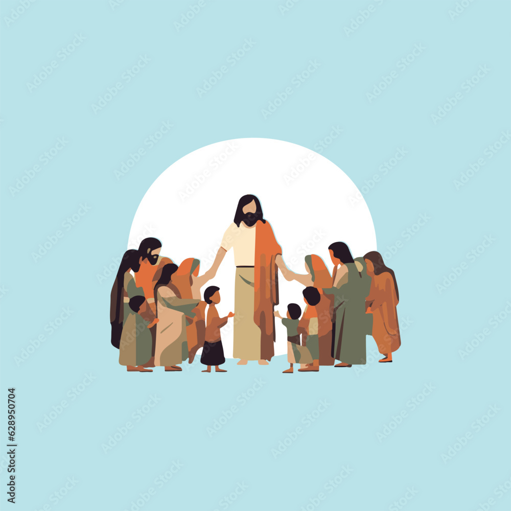 jesus helping people in need, vector illustration Stock Vector | Adobe ...