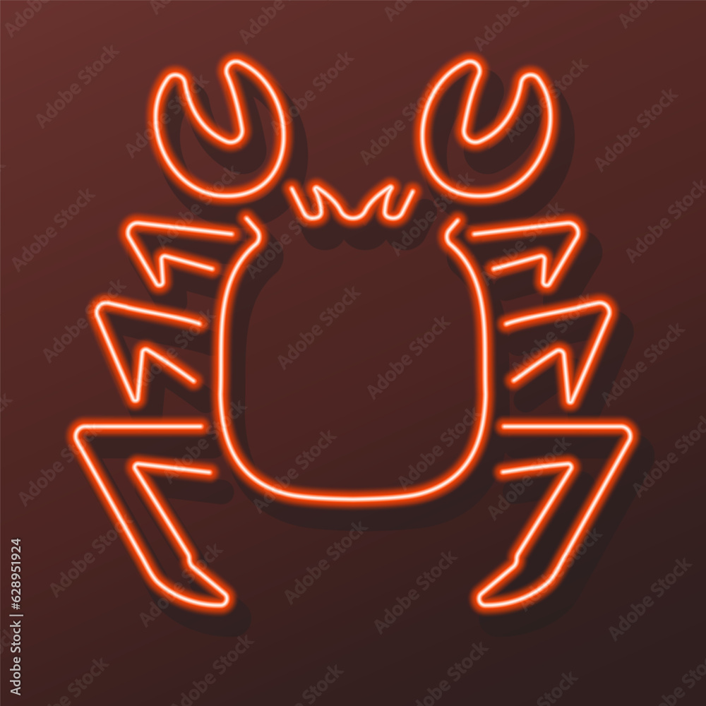 crab neon sign, modern glowing banner design, colorful modern design ...
