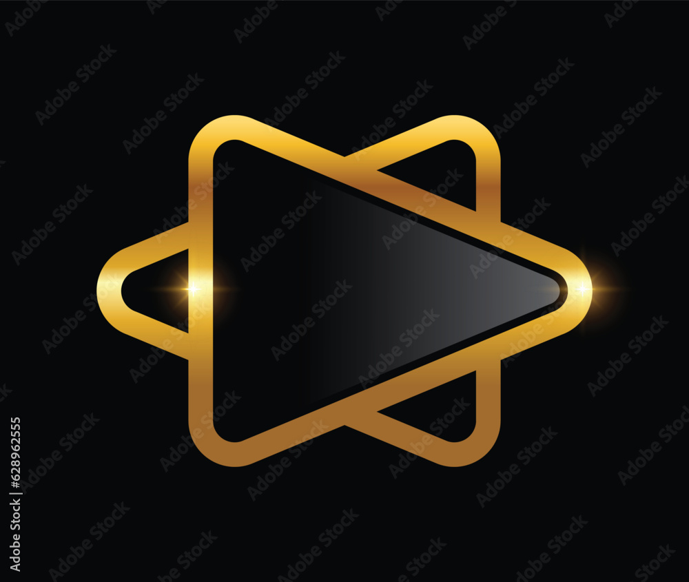 A Vector Illustration of Golden Play Button Logo Vector Illustration in ...