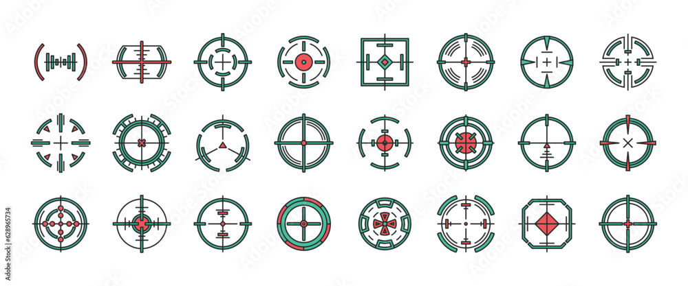 Sniper sight vector color set icon. Vector illustration sight and ...