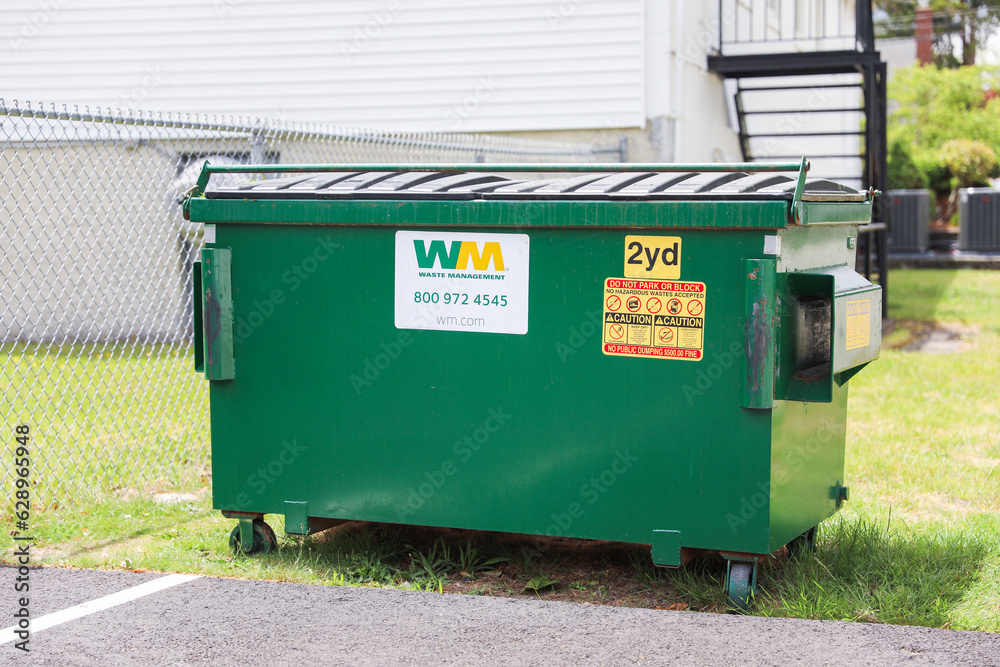 Boston, MA, USA, July 29, 2023, Circular logo of WM Environment ...