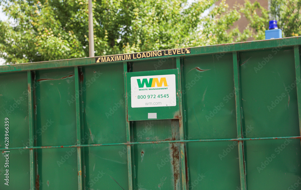 Boston, MA, USA, July 29, 2023, Circular logo of WM Environment ...