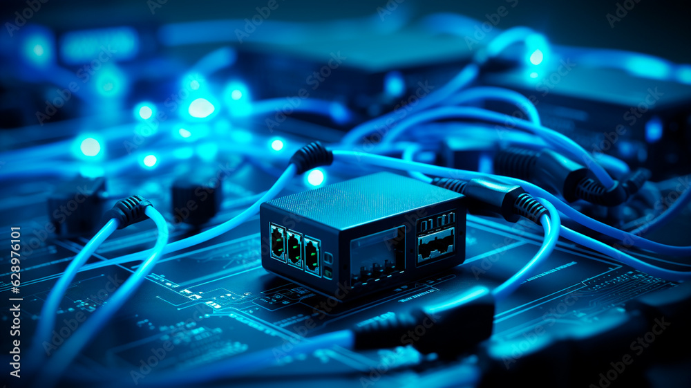 server room with data center and internet center. Generative AI ...