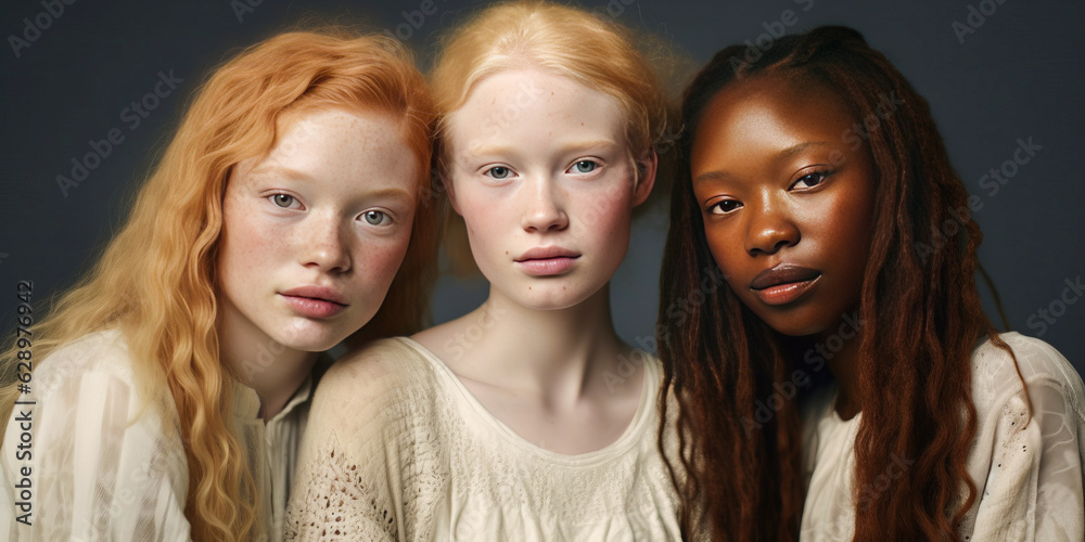 Inspirational trio of diverse women baring unique skin conditions ...
