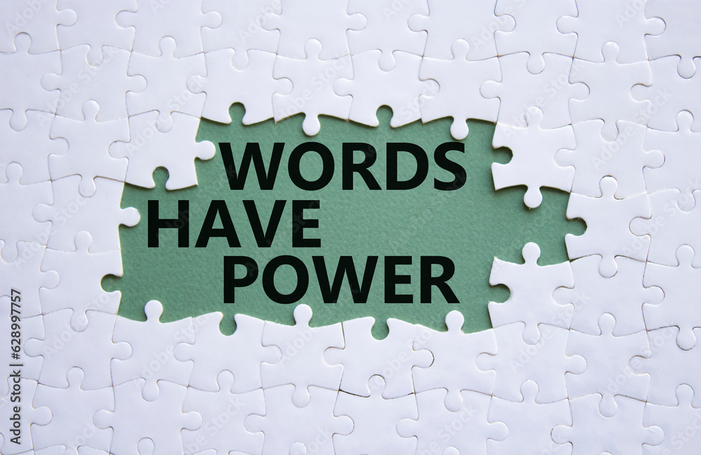 Words have power symbol. White puzzle with words Words have power ...