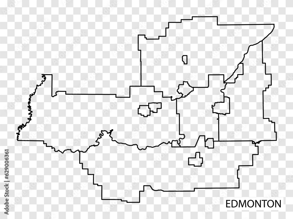 High Quality map of Edmonton is a city in Canada, with borders of the ...