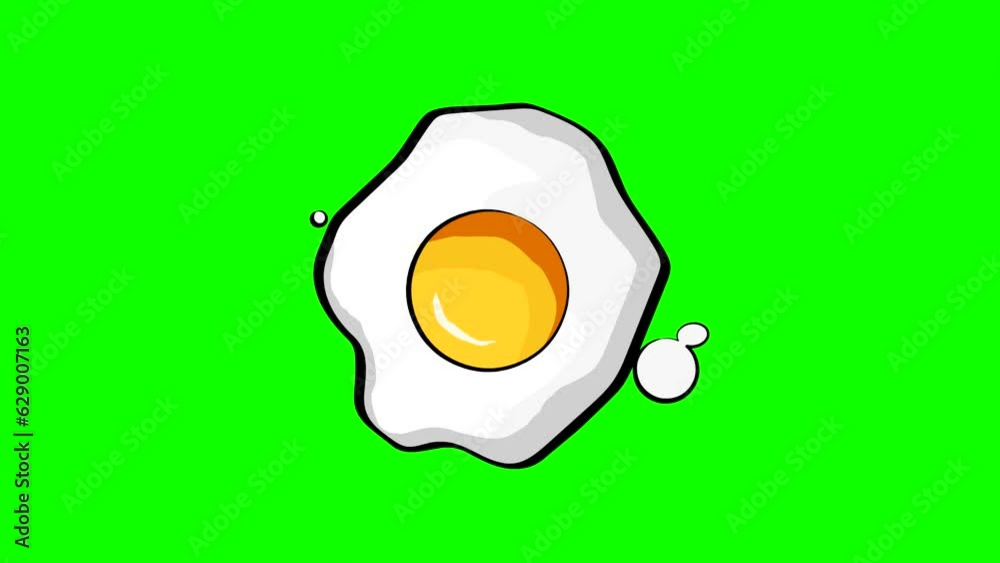 Animated egg in cartoon style with green background, 2d animation, food ...