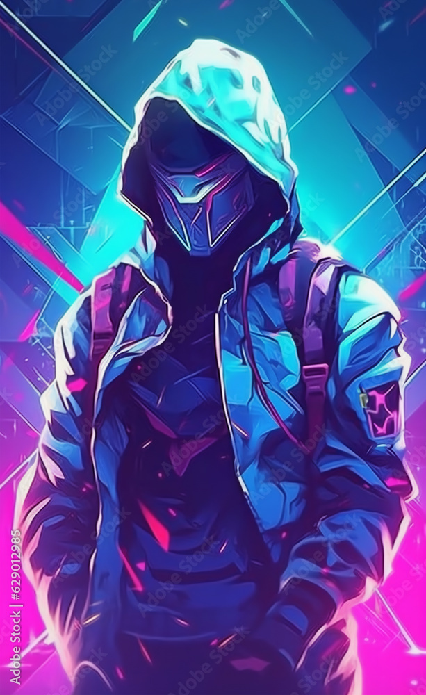 cyborg cartoon character, cool wallpaper with fantasy background ...