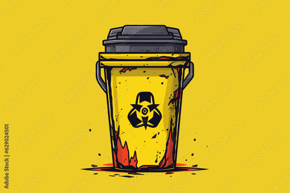 Vektorová grafika „Doodle inspired Biohazard bin, cartoon sticker ...