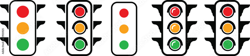 Set of traffic lights. Flat signal icons. Semaphore design Vector ...