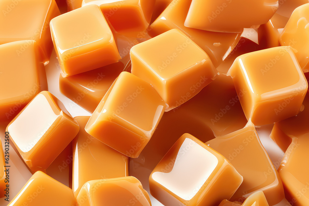 Creamy milky caramel pieces wallpaper. Yummy background with caramel ...