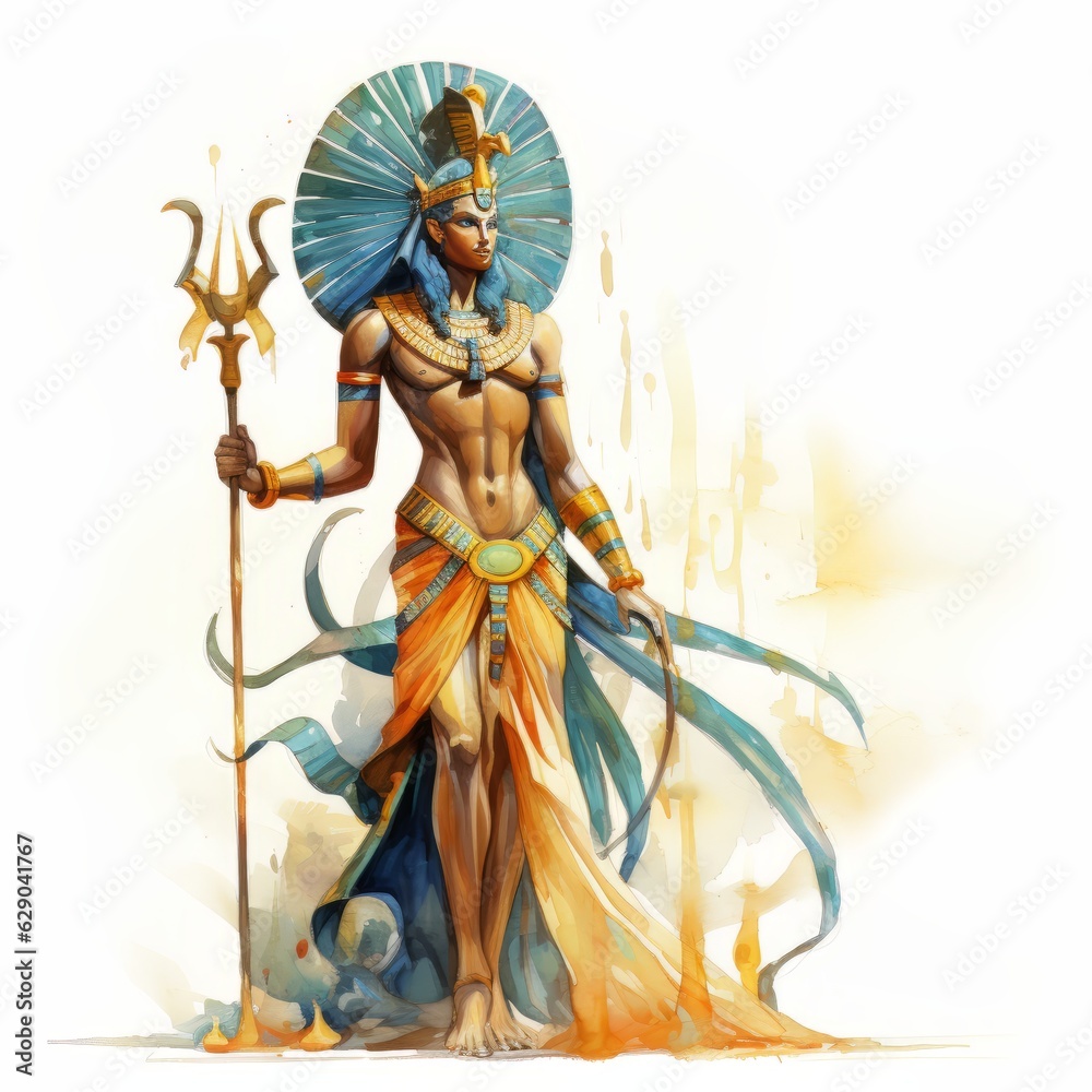 Egyptian god of the pharaohs. Watercolor illustration isolated on white ...