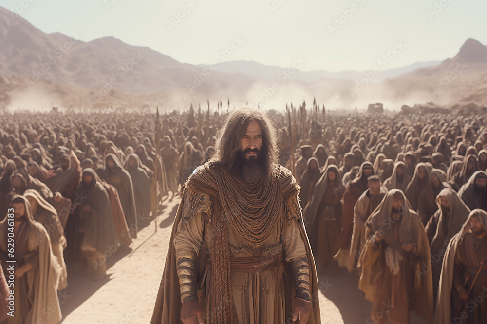 Moses leads the Jews through the desert, Moses led his people to the ...
