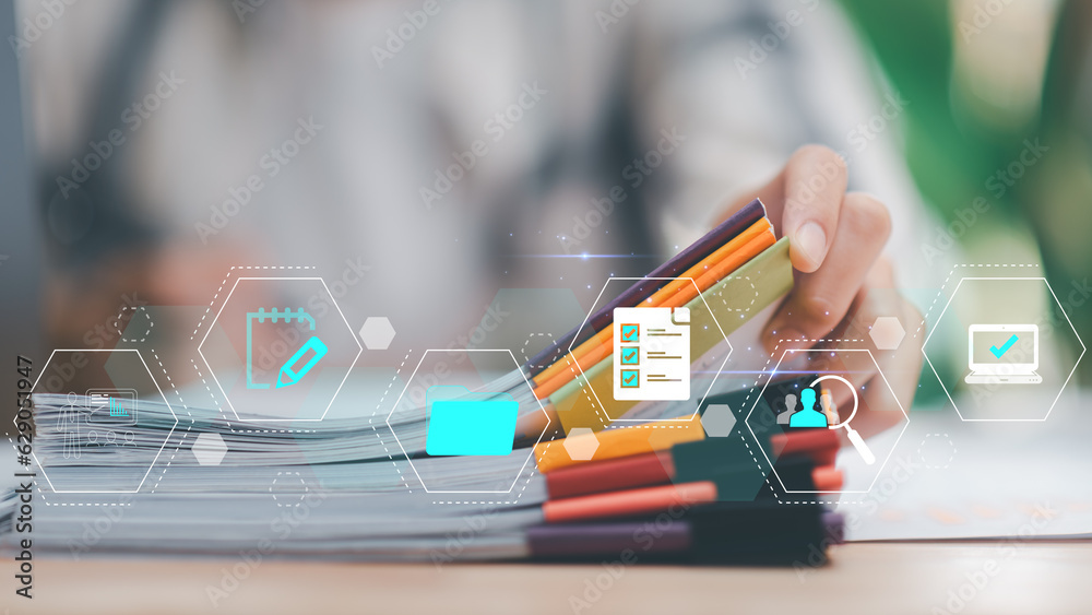 Accountant showing office document auditing concept ,plan review ...