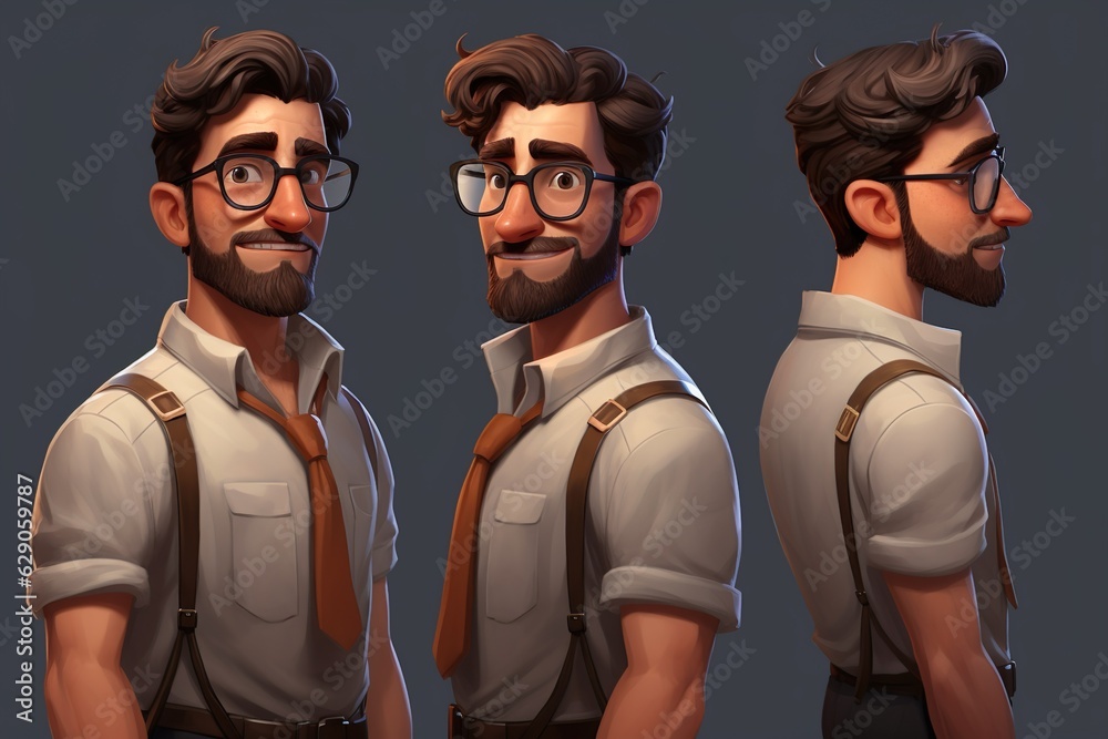 Man Character Design Model Sheet. Man Character design. Front, side ...