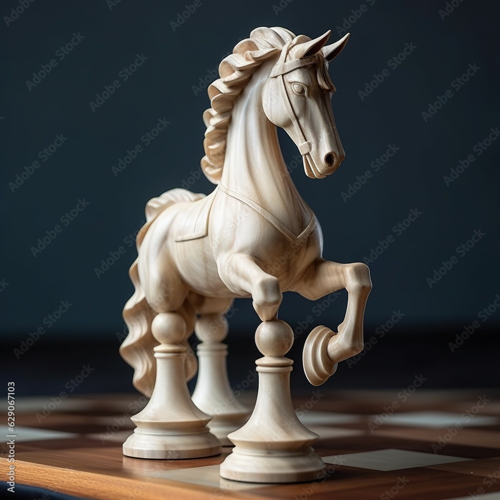 old horse knight stone chess piece Stock Illustration | Adobe Stock