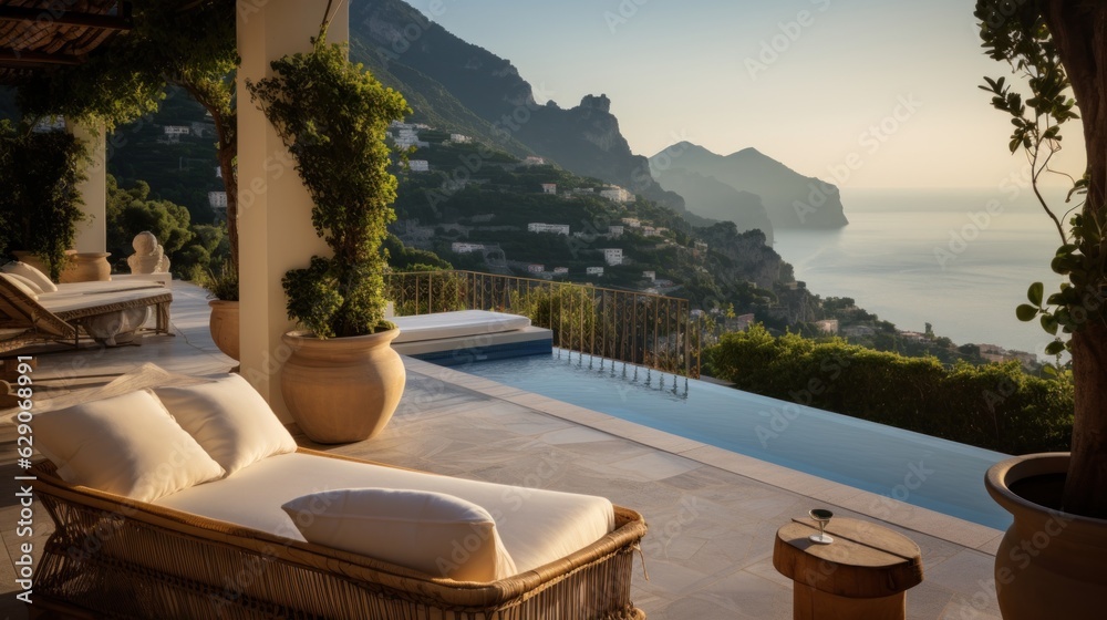 Luxurious villa nestled along the breathtaking Amalfi Coast of Italy ...