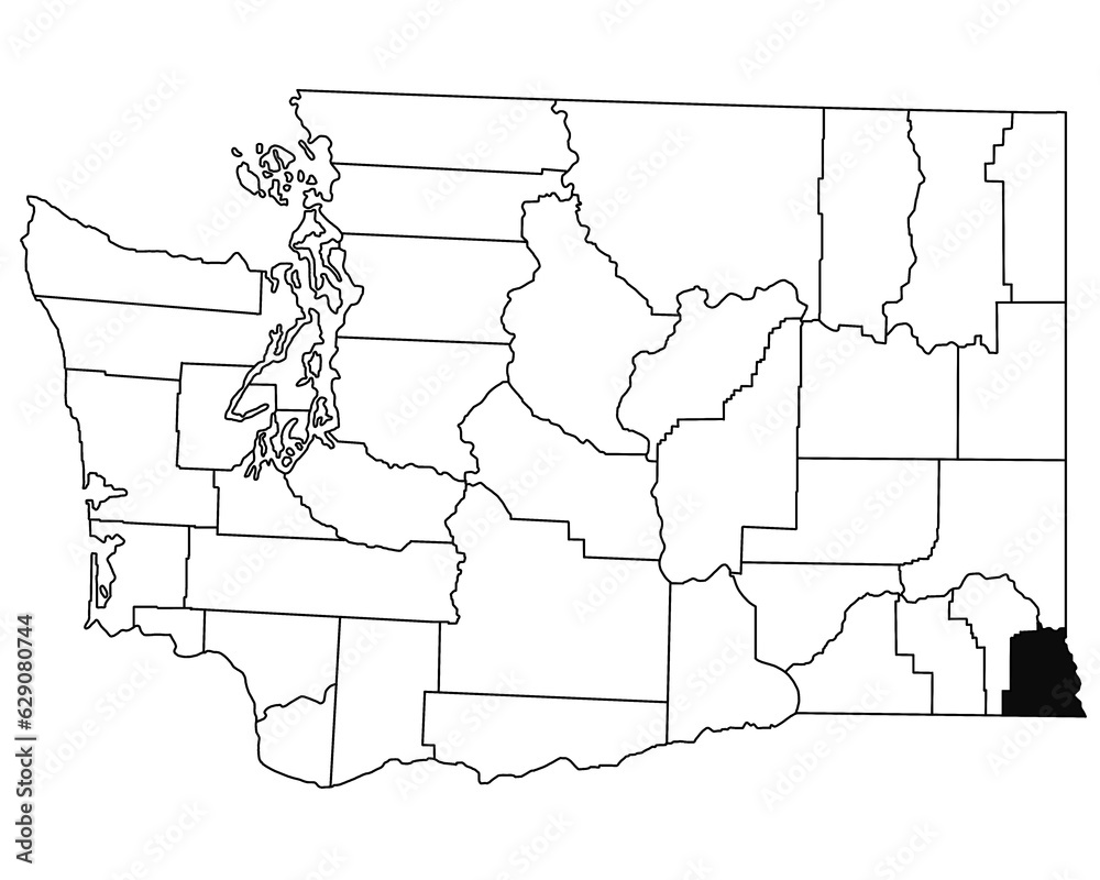 Map of asotin County in Washington DC state on white background. single ...