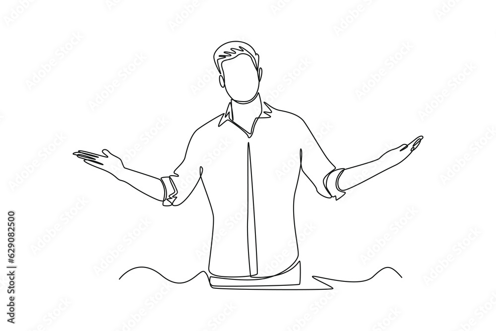 Continuous one line drawing of happy people group, welcoming and ...