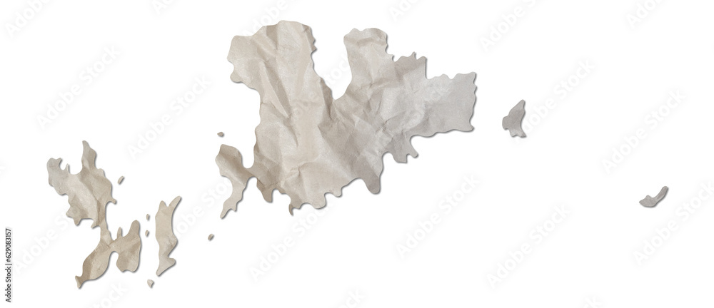 island map paper texture cut out on white background.. Stock ...