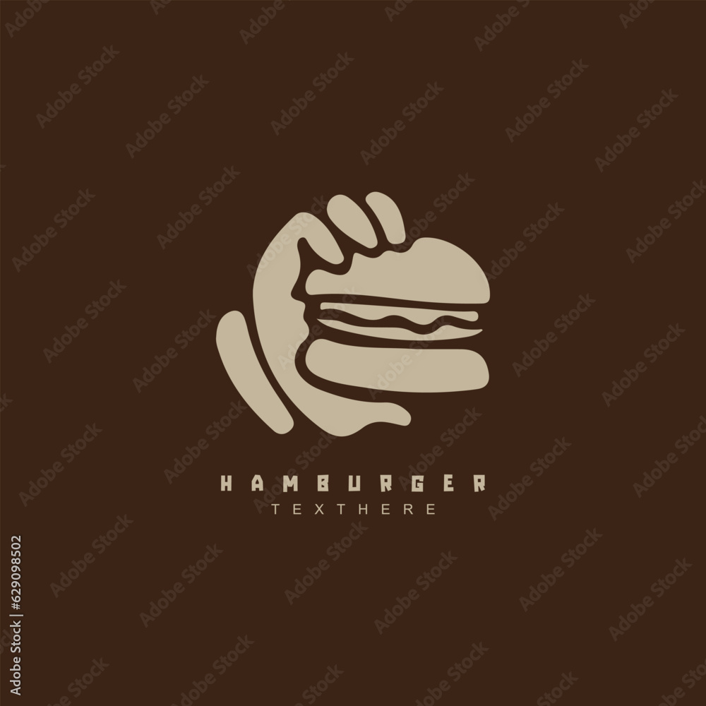Hand holding burger logo design. big burger logo for cafe or restaurant ...