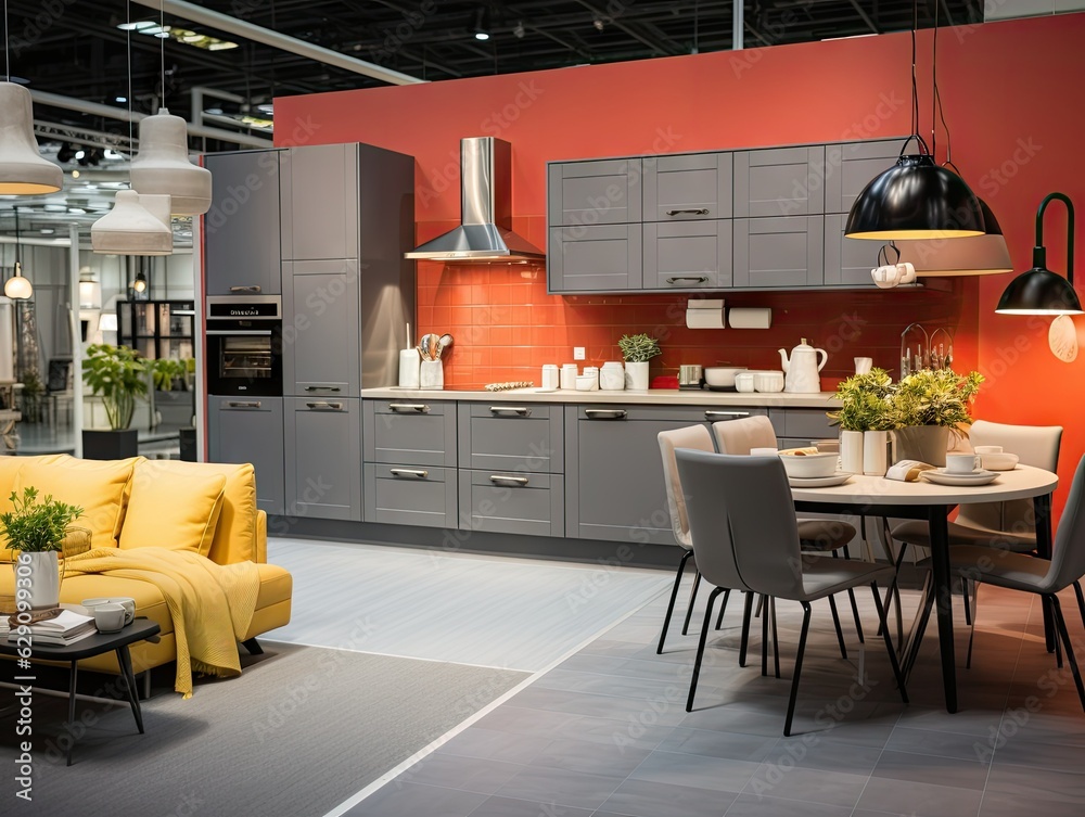 IKEA Kitchen Set in Showroom Stock Illustration | Adobe Stock