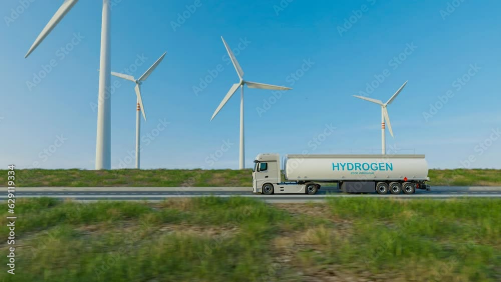 Hydrogen fuel transportation and storage animation footage, green power ...