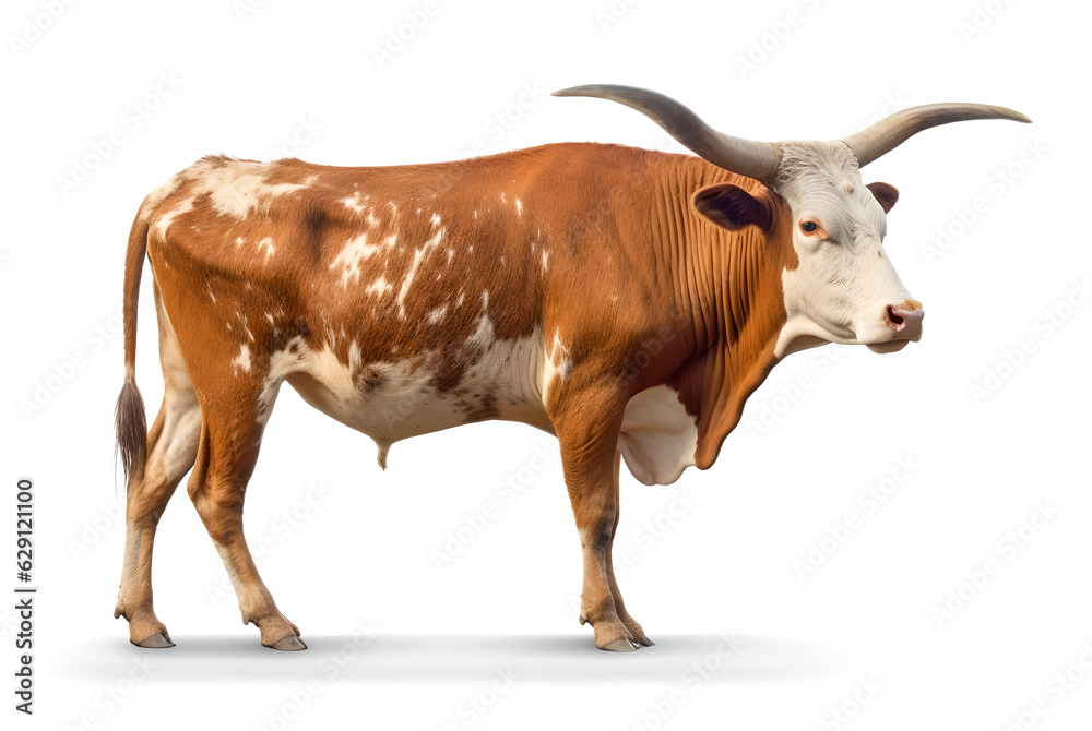 Texas Longhorn cattle isolated on transparent background, png Stock ...