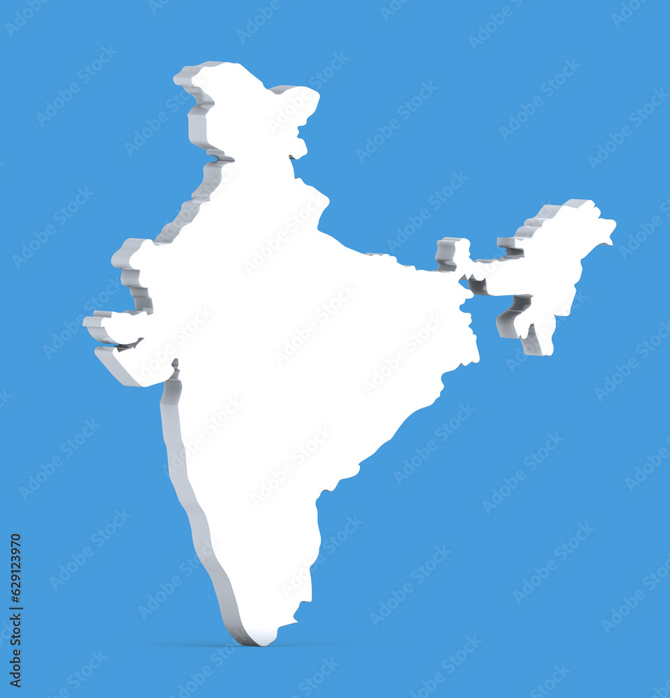 India Map 3d Front view isolated on transparent background. Three ...