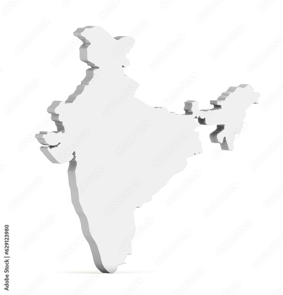 India Map 3d isolated on transparent background. Three-dimensional ...