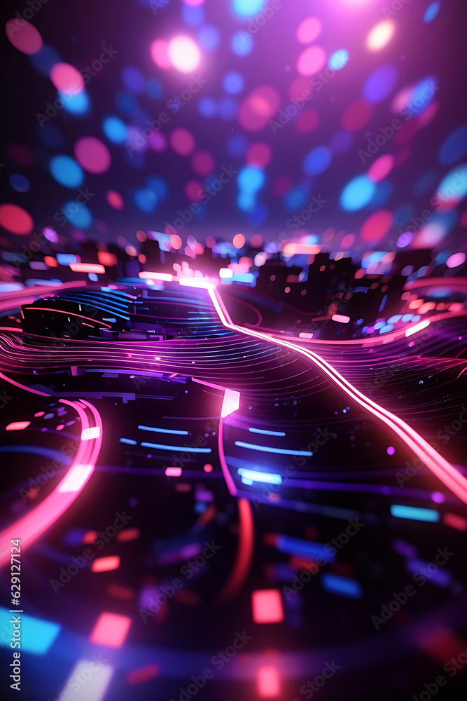 Beware The 3D RENDER, ABSTRACT BACKGROUND WITH PINK BLUE NEON LINES ...