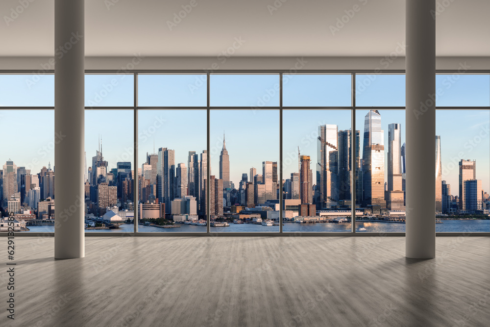 Midtown New York City Manhattan Skyline Buildings from High Rise Window ...